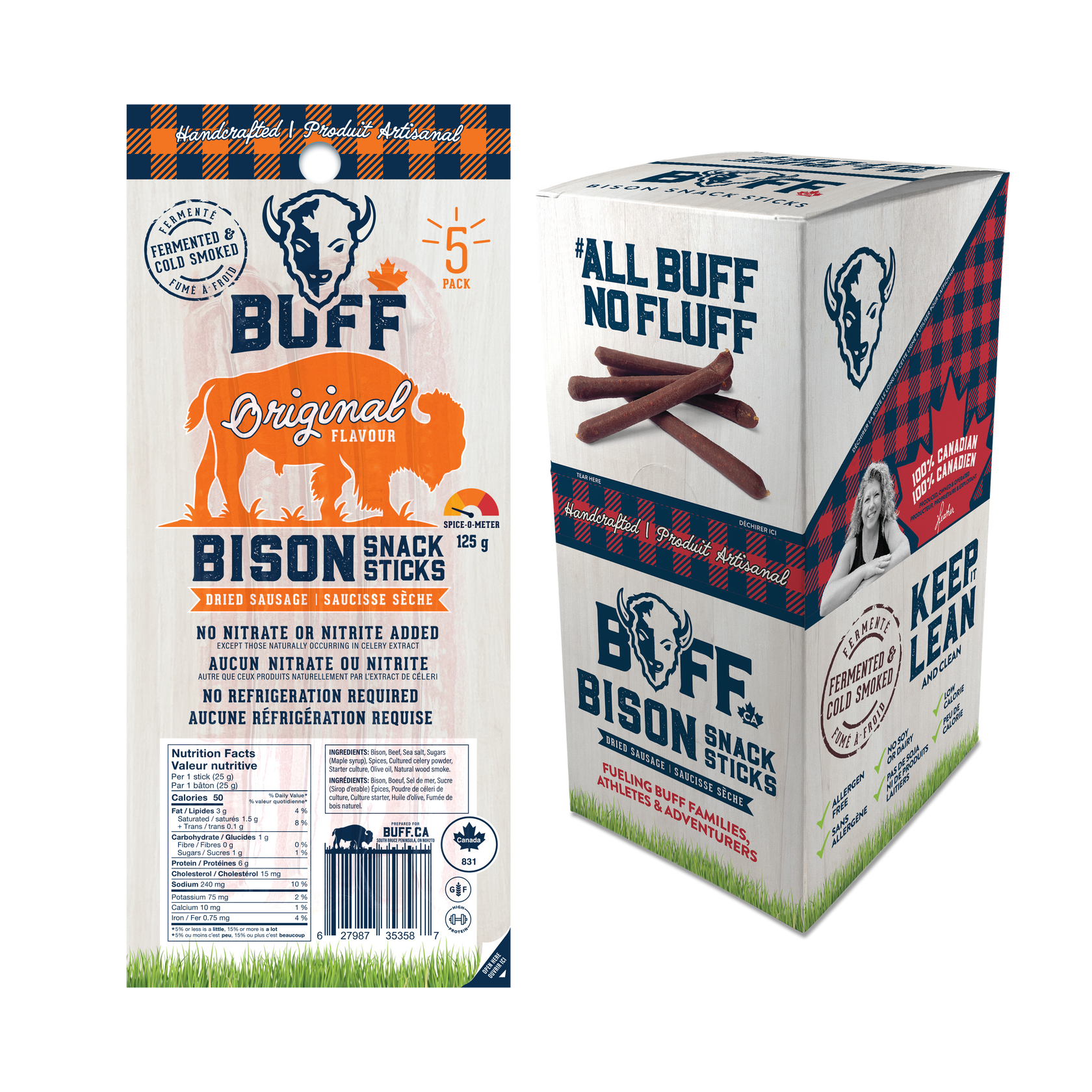 Original Flavor 5-Pack – Healthy Bison Meat Snack Sticks - BUFF